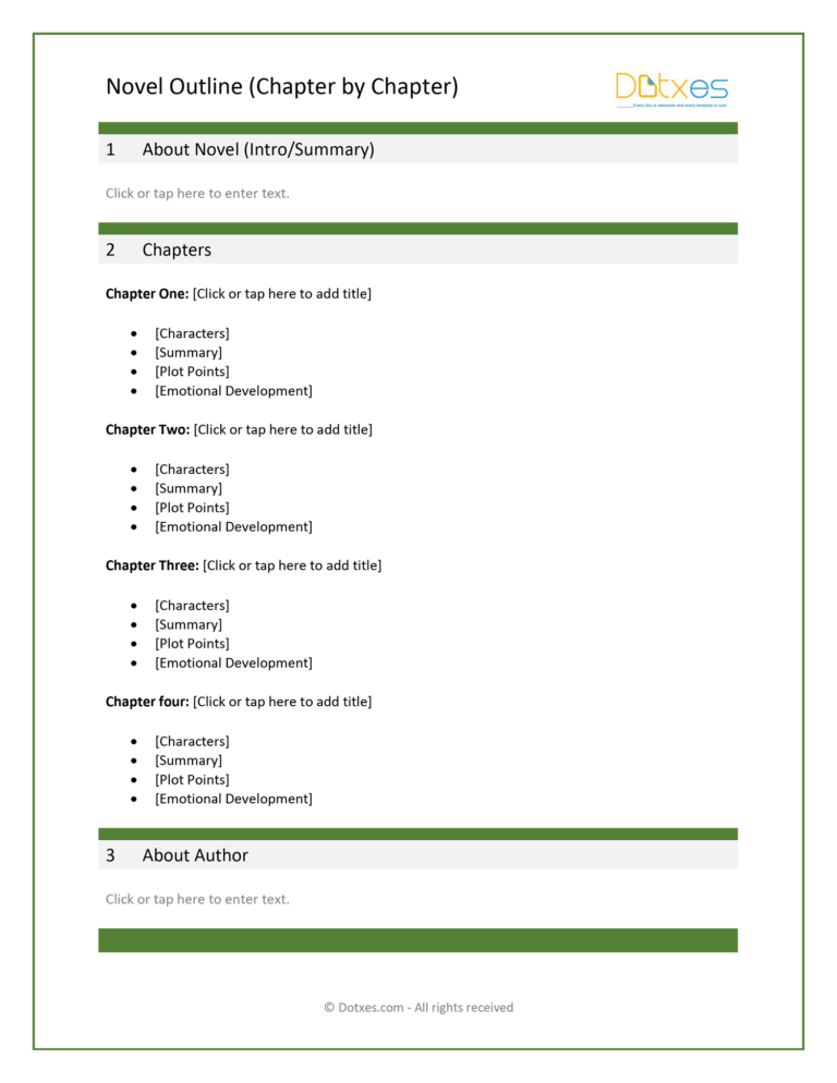 Free Chapter Outline Templates and Examples - Dotxes Free Chapter Outline Templates and Examples - Dotxes