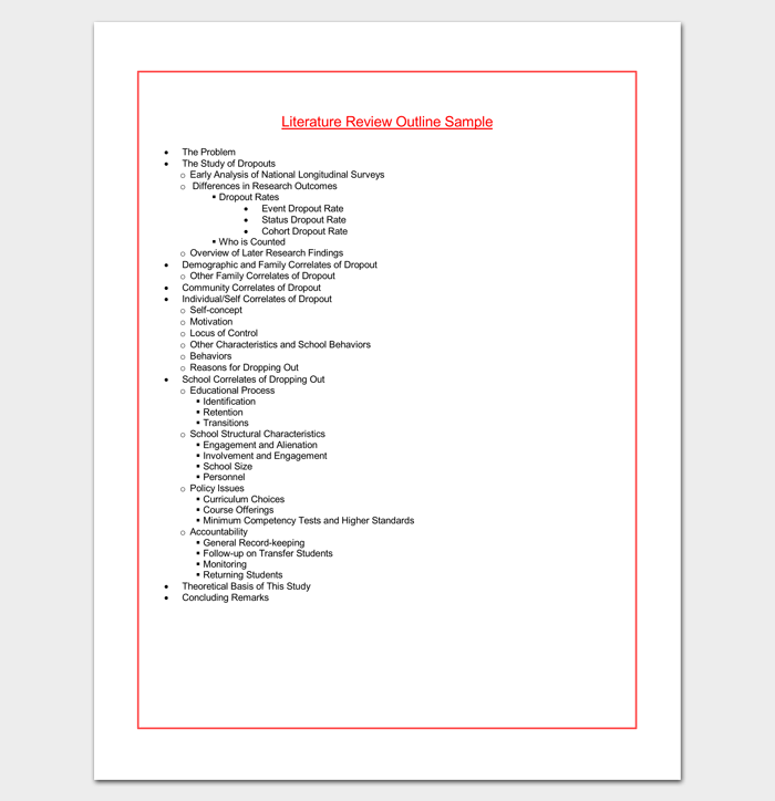 Literature Review Outline Template - 20+ Formats, Examples & Samples Literature Review Outline Template - 20+ Formats, Examples & Samples